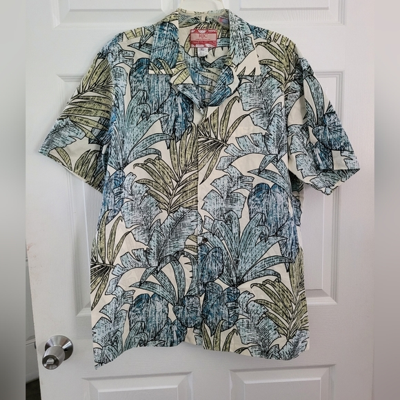 RJC | Shirts | Men Size Xl Rjc Hawaiian Floral Palm Leaves Green Beige ...